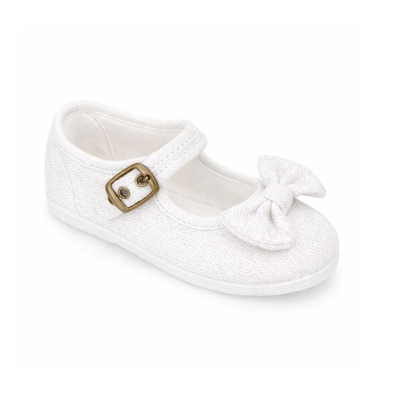 Mercedita Infantil de Lino Blanco con Lazo y hebilla | Made in Spain ...